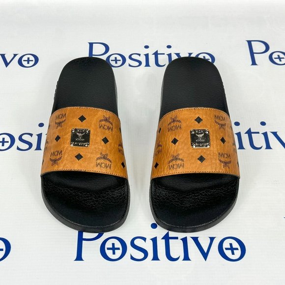 MCM | Shoes | Mcm Womens Cognac Visetos Rubber Slides Us 5 Eu 35 | Poshmark